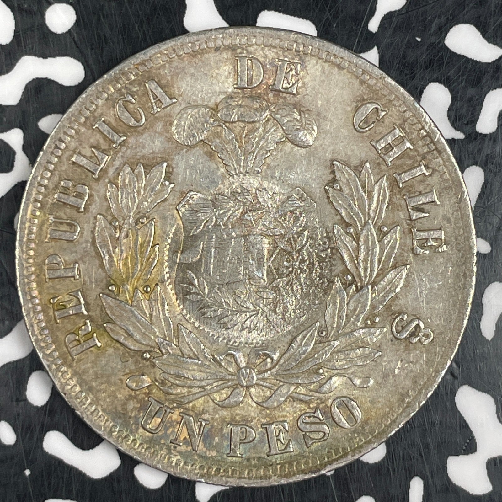 (1894) Guatemala 1 Peso C/S On 1878 Chile Peso Lot#JM0630 Large Silver ...