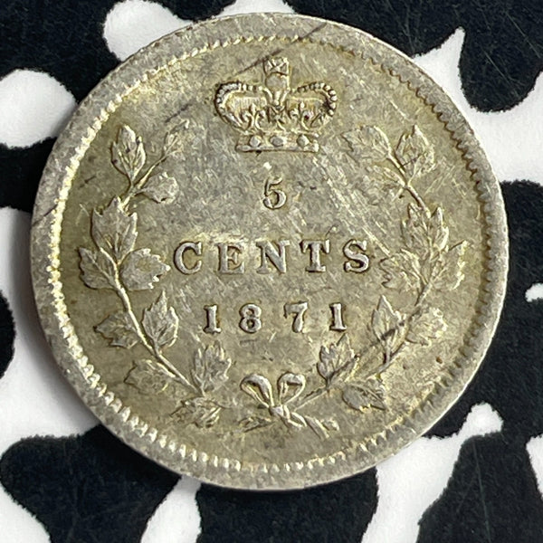1871 Canada 5 Cents Lot#JM9681 Silver! Nice! - Boardwalk Numismatics
